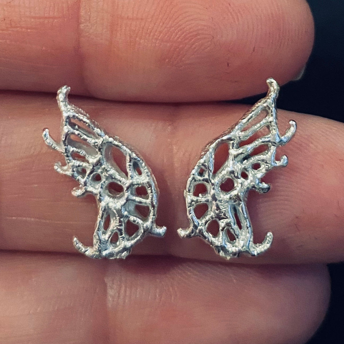 Cast Hand Carved Tiny Cut-Out Wings for Jewelry Design — Lion Punch Forge